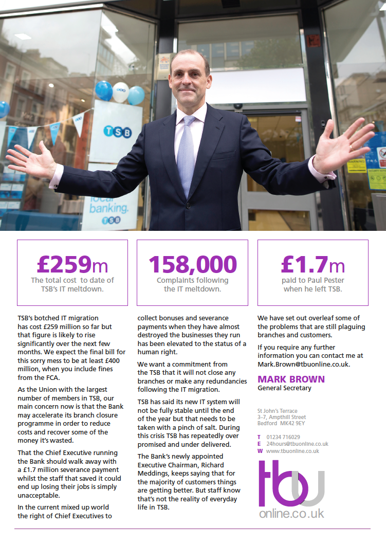 Leaflet Sent To MPs – Continuing It Problems | TBU